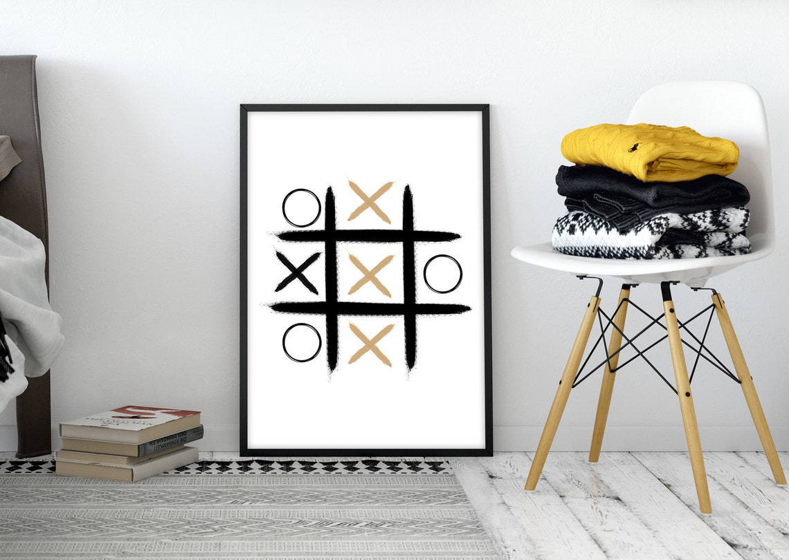 Tic Tac Toe Abstract Poster, Noughts and Crosses, Modern Art, Abstract ...