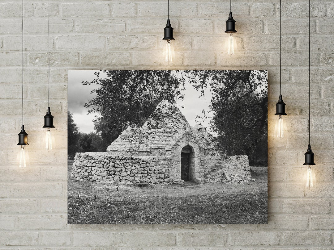 Authentic Trullo in Puglia, Black and White Print, Southern Italy ...