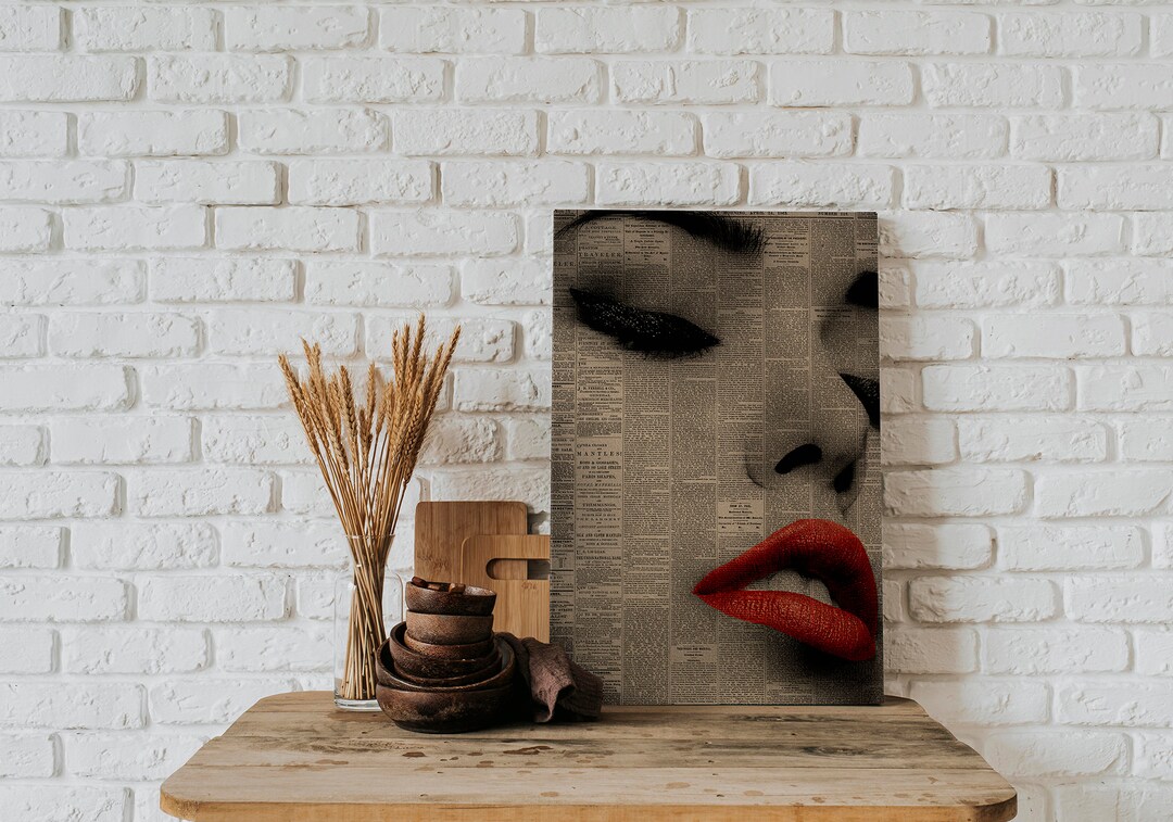 Abstract Art Print, Red Lips Poster, Woman Poster, Surrealist Art Print ...