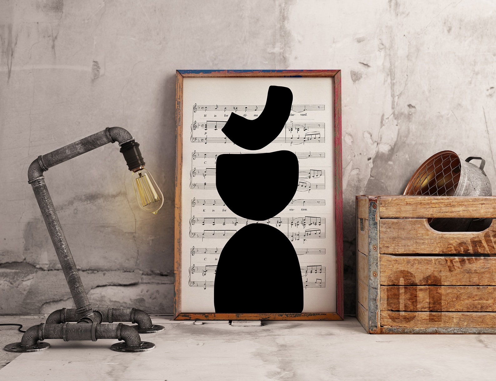 Abstract Music, Sheet Music Print, Abstract Shapes, Black and White ...