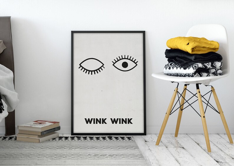 Wink Wink - Modern Scandinavian Art Print, Industrial Poster, Wall Art ...
