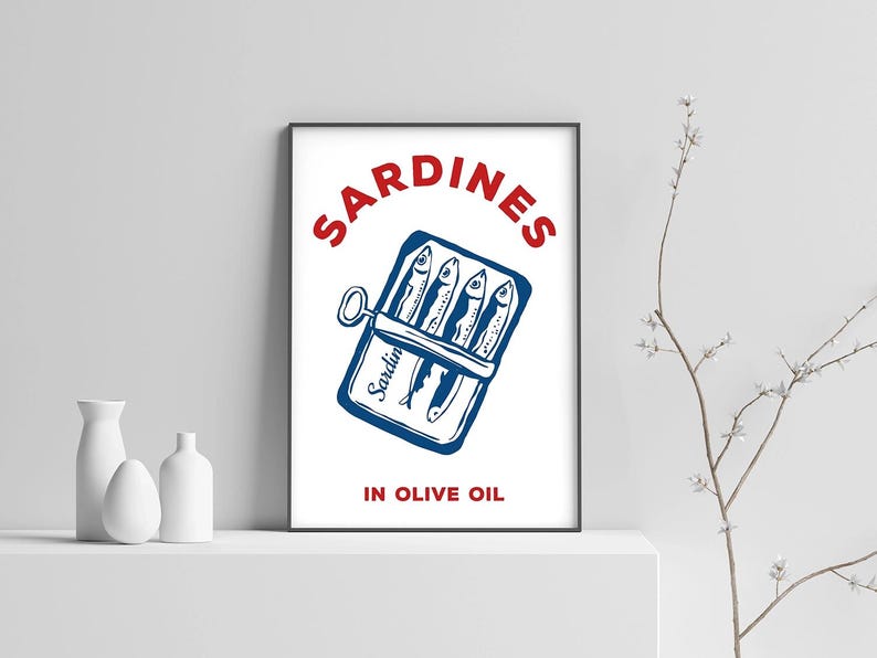 Sardines Poster, Sardines Print, Kitchen Wall Art, Vintage Sardines ...