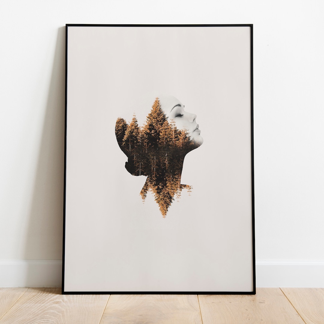Woman & the Forest - Double Exposure Print, Surrealism, Surrealistic ...
