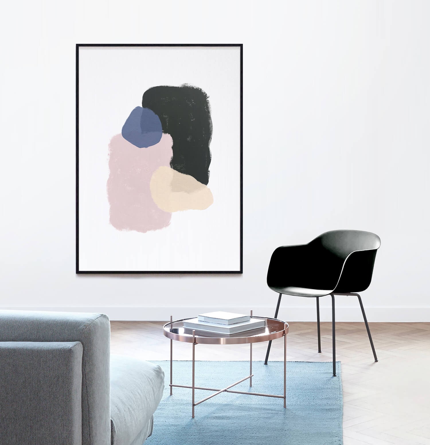 Abstract Shapes Poster, Minimalist Print, Scandinavian Poster, Pastel ...
