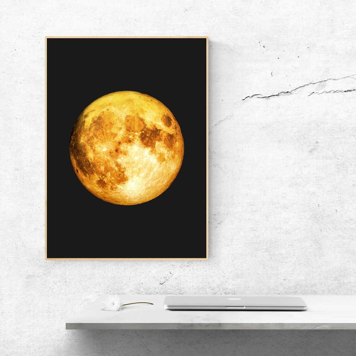 Golden Moon Poster, Planet Print, Astronomy Print, Minimalist Moon ...