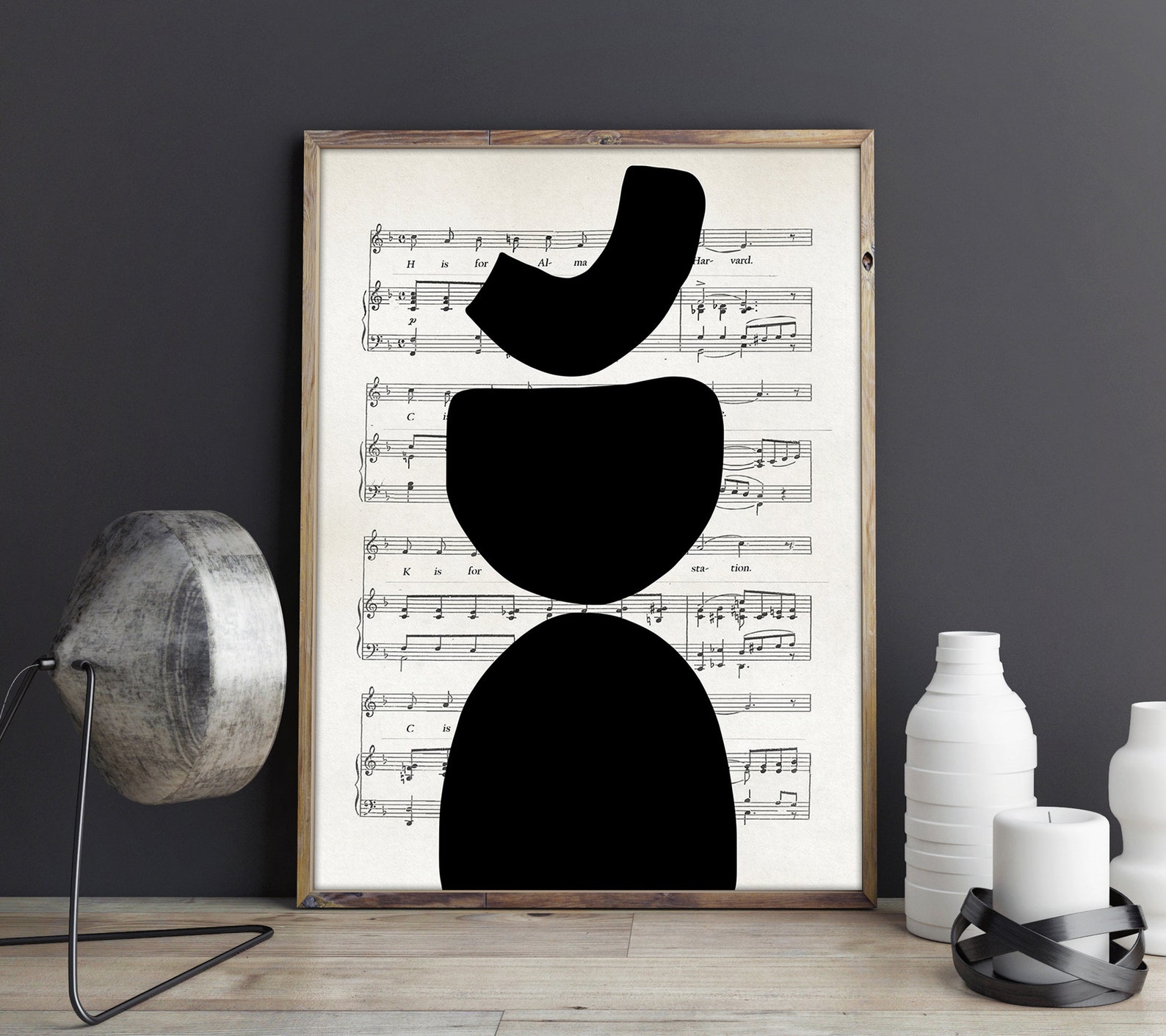 Abstract Music, Sheet Music Print, Abstract Shapes, Black and White ...