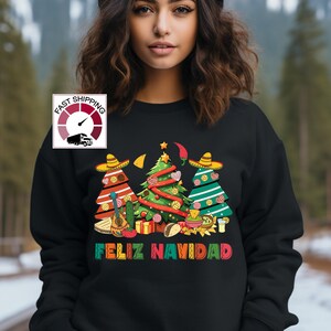 Feliz Navidad Mexican Christmas Sweatshirt,navideña Para Latinas ...