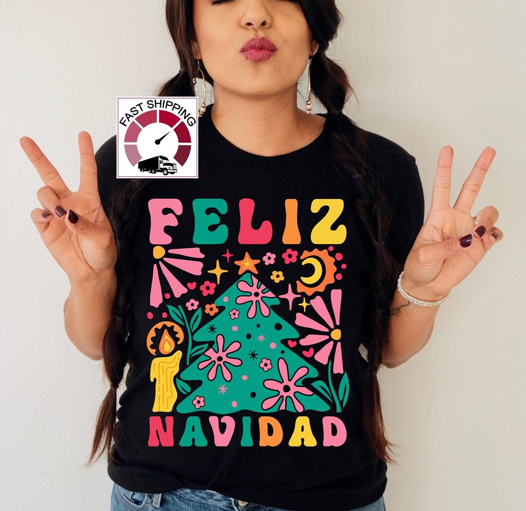 Feliz Navidad Spanish Christmas Shirt,mexican Christmas T-shirt,boho ...