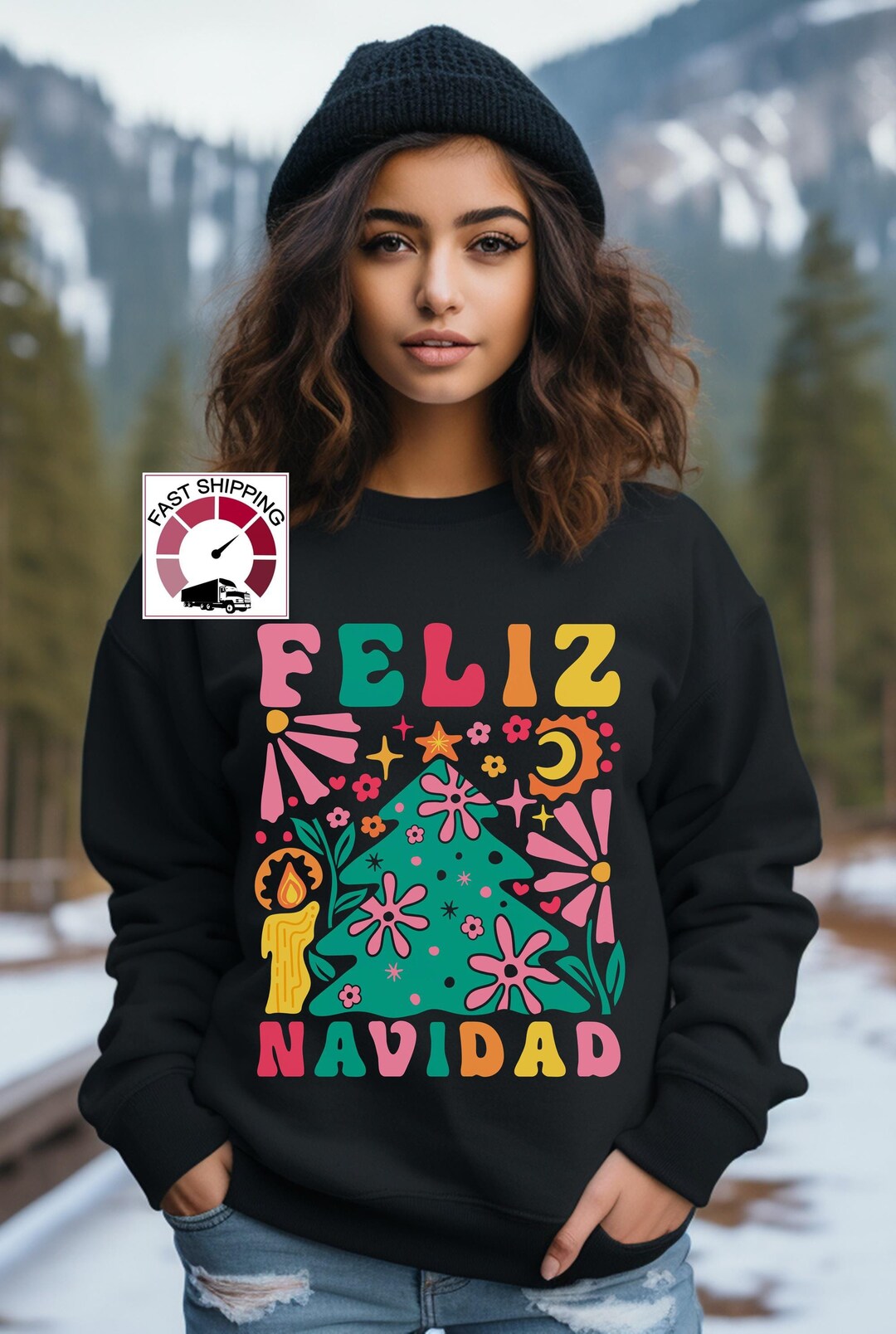 Feliz Navidad Spanish Christmas Sweatshirt,mexican Christmas Shirt,boho ...