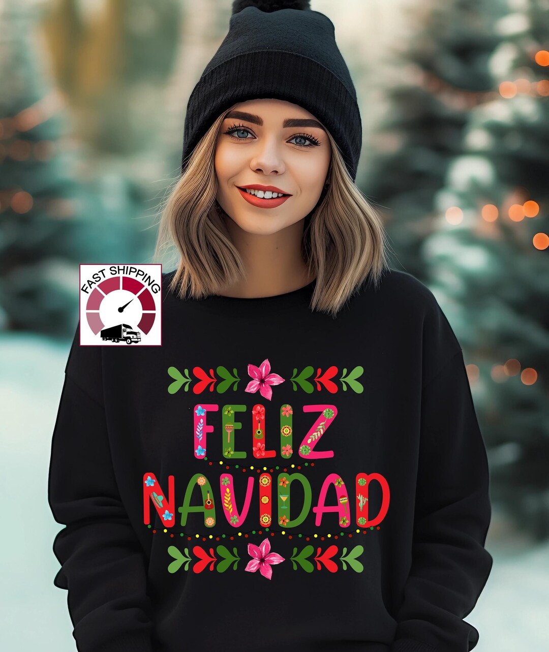 Feliz Navidad Mexican Christmas Sweatshirt,navideña Para Latinas ...