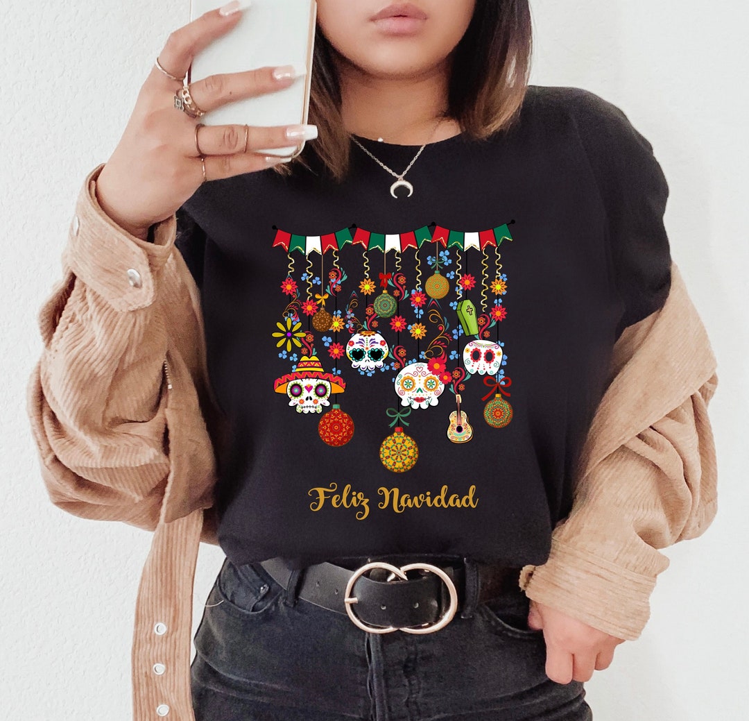 Sugar Skull Shirt,feliz Navidad Sugar Skull,christmas Sugar Skull Shirt ...