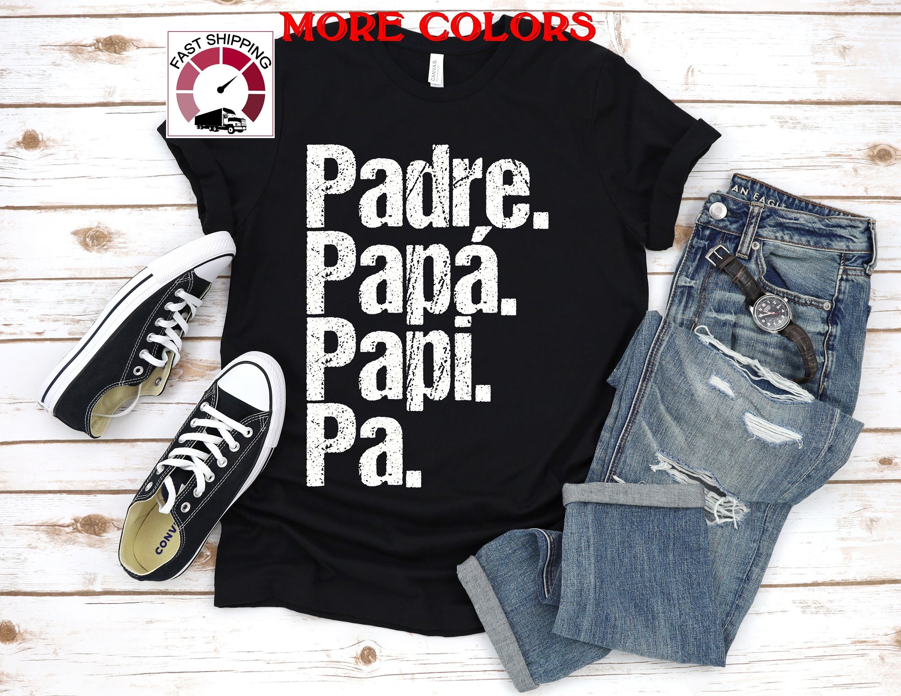 Padre Papá Papi Pa Shirt,dia De La Padre Shirt,padres Shirt,papi Shirt ...