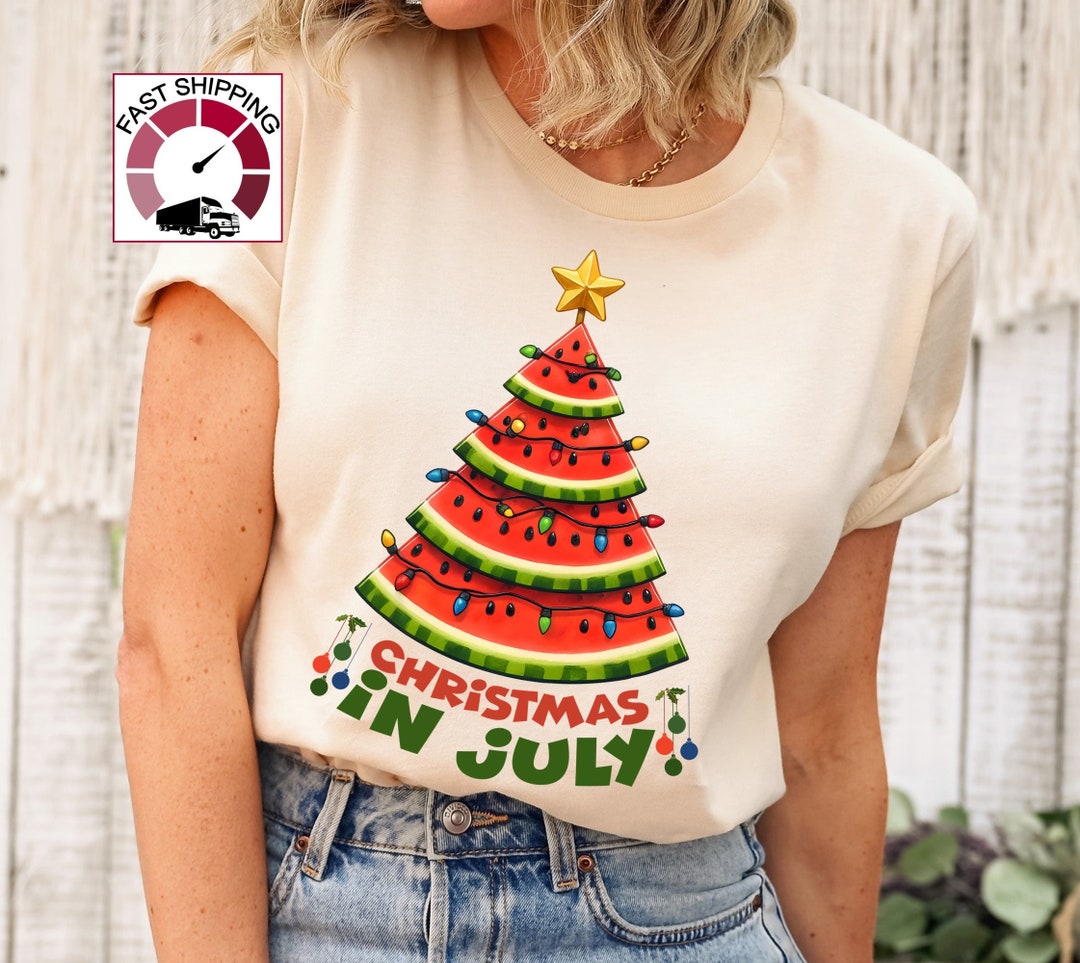 Christmas in July Shirt,watermelon Christmas Tee Shirt,summer Christmas ...