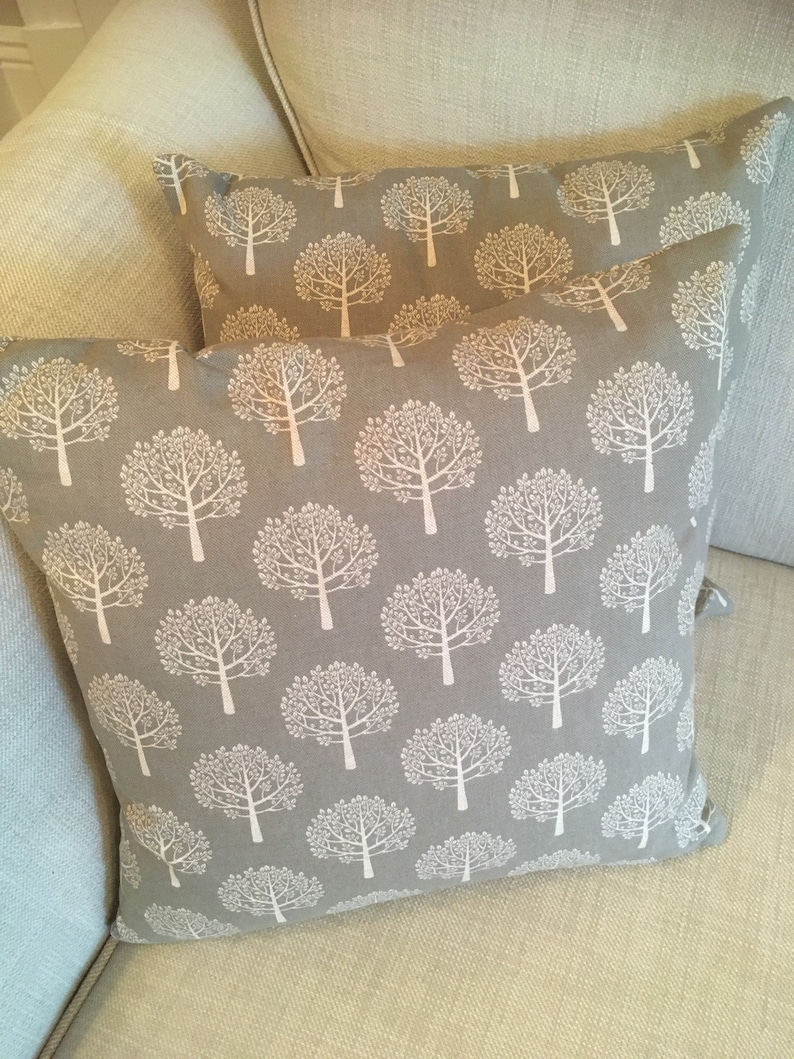 Grey Mulberry Tree Design Natural Fabric Cushion Cover - Etsy