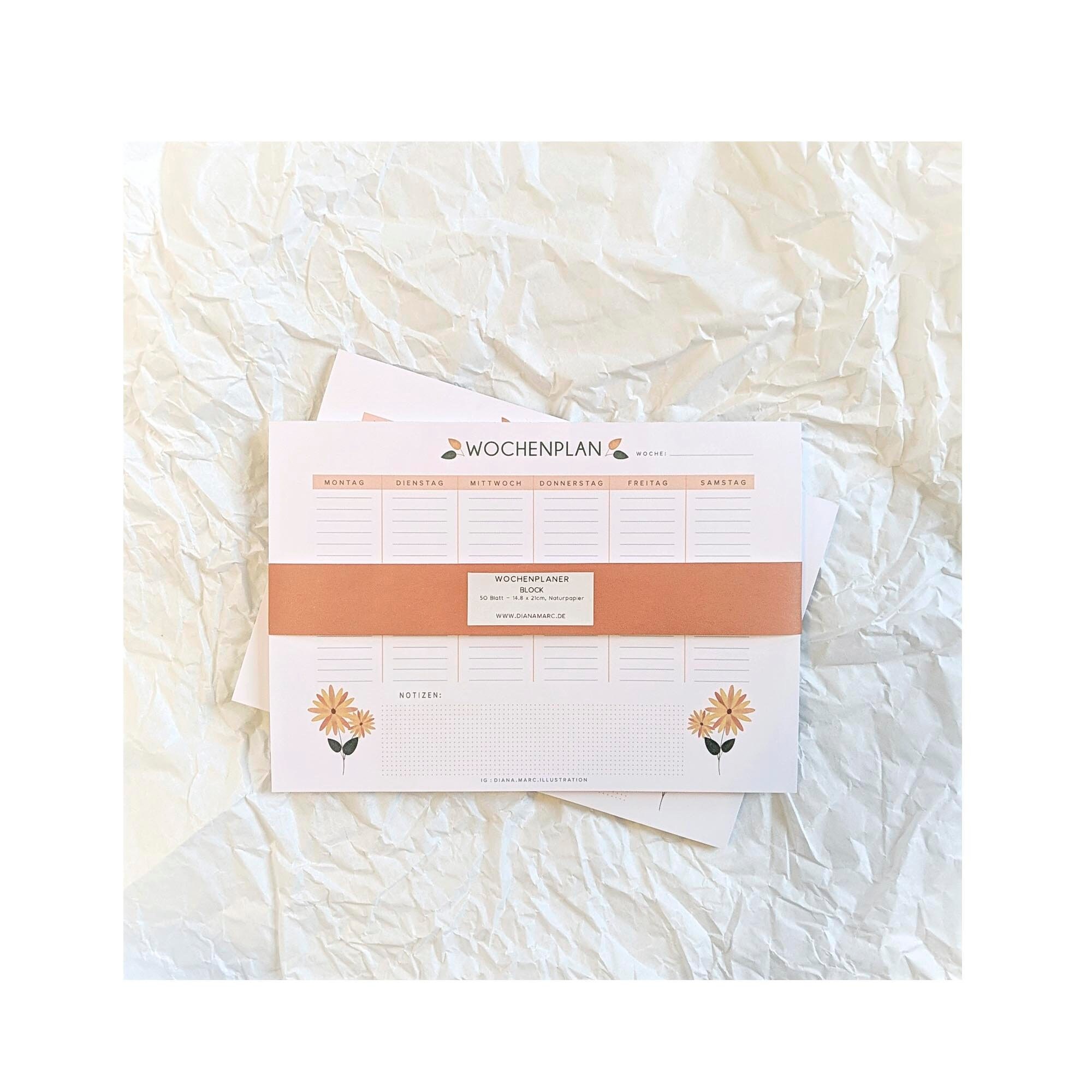 Wochenplaner Blume Wochenplan DIN A5 Notizblock Organizer Planner ...