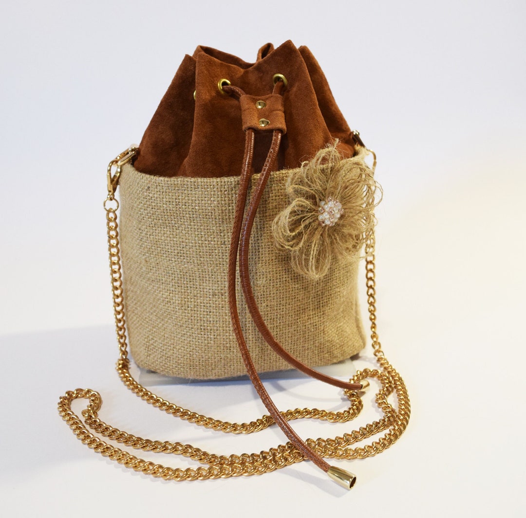Suede and Jute Bucket Bag, Sewing Pattern Bag, PDF Tutorial, Handmade ...