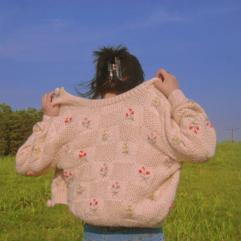 Big Button Embroidered Flowers Mohair Sweater Handmade Sweater - Etsy