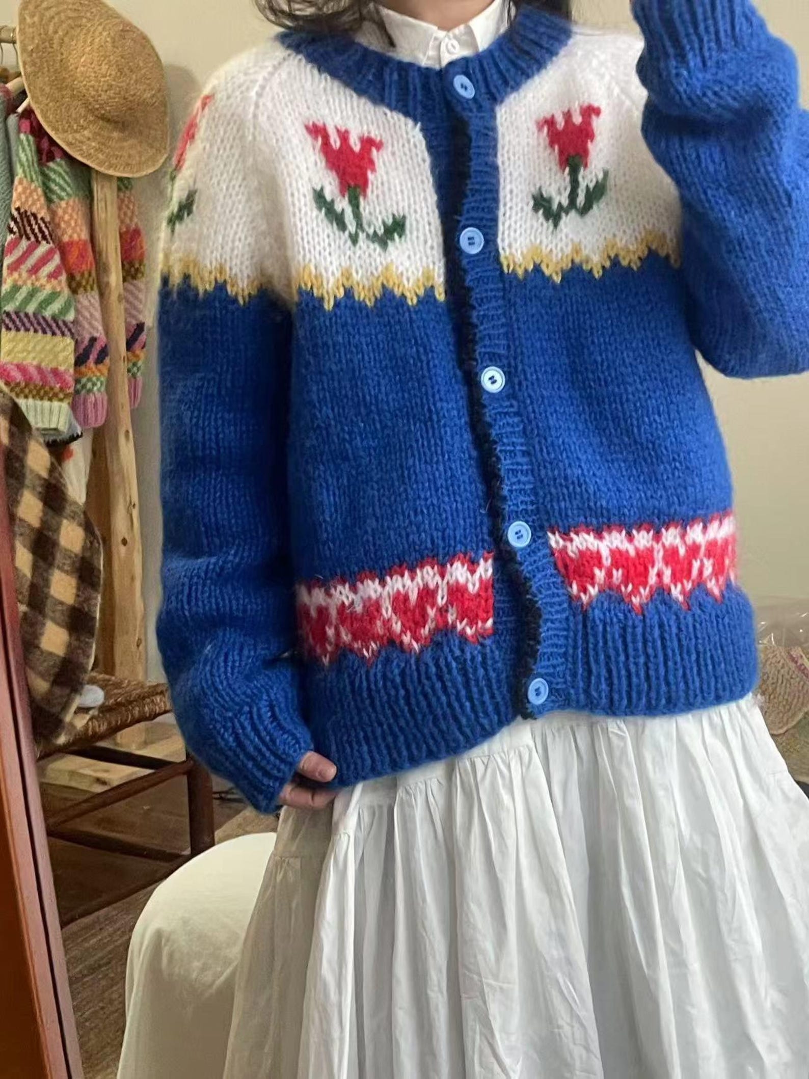 Hand Knit Mohair Cardigan Sweater, Oversized Floral Coat, Custom Order ...