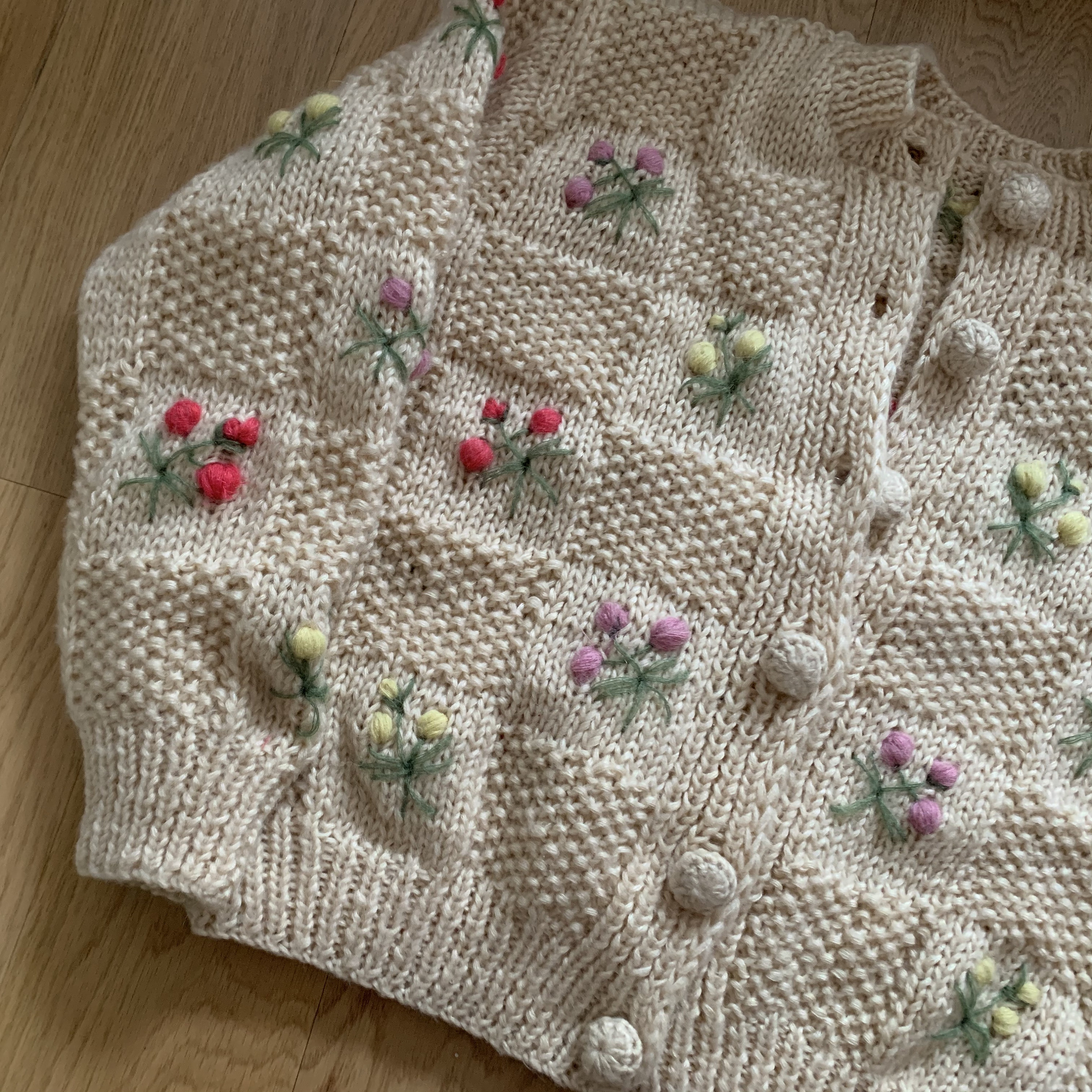 Big Button Embroidered Flowers Mohair Sweater Handmade Sweater | Etsy