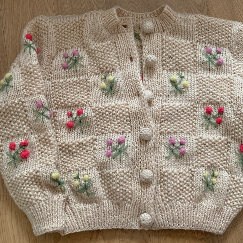 Big Button Embroidered Flowers Mohair Sweater Handmade Sweater - Etsy