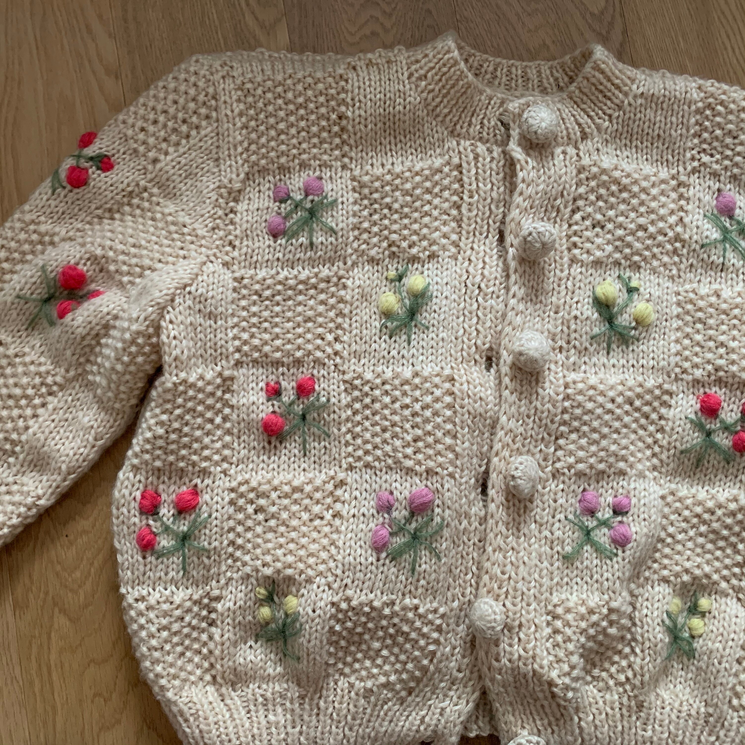 Big Button Embroidered Flowers Mohair Sweater Handmade Sweater | Etsy