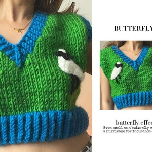 Hand-woven Vintage Cute Wool Vest, Super Short High Waist Vest, Super ...