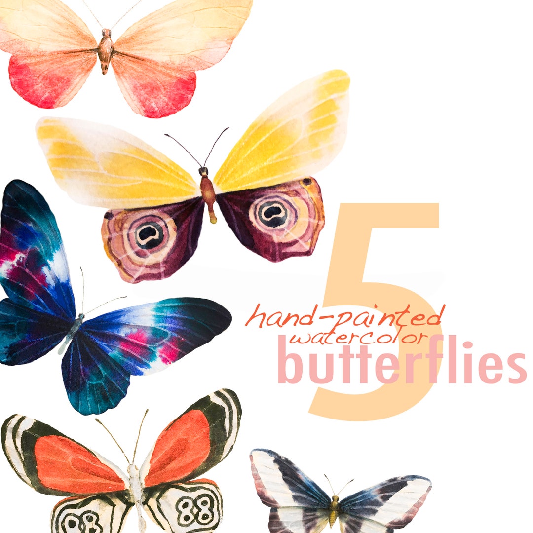 Hand-painted Watercolor Butterflies Set 1, Downloadable Watercolor Art ...