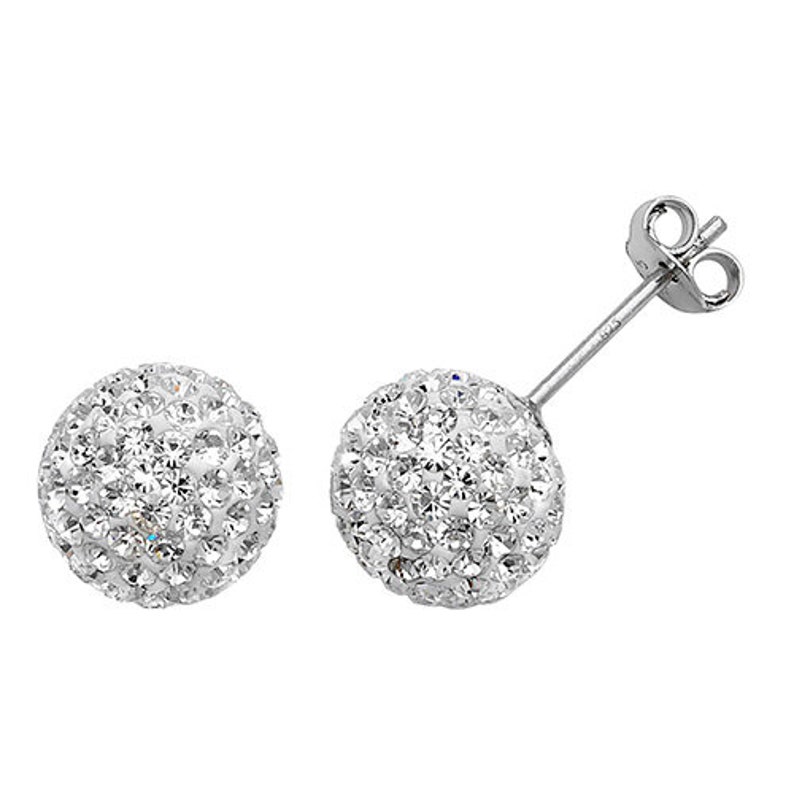 NEW - 925 Sterling Silver Crystal Ball Stud Earrings in Either 10mm ...