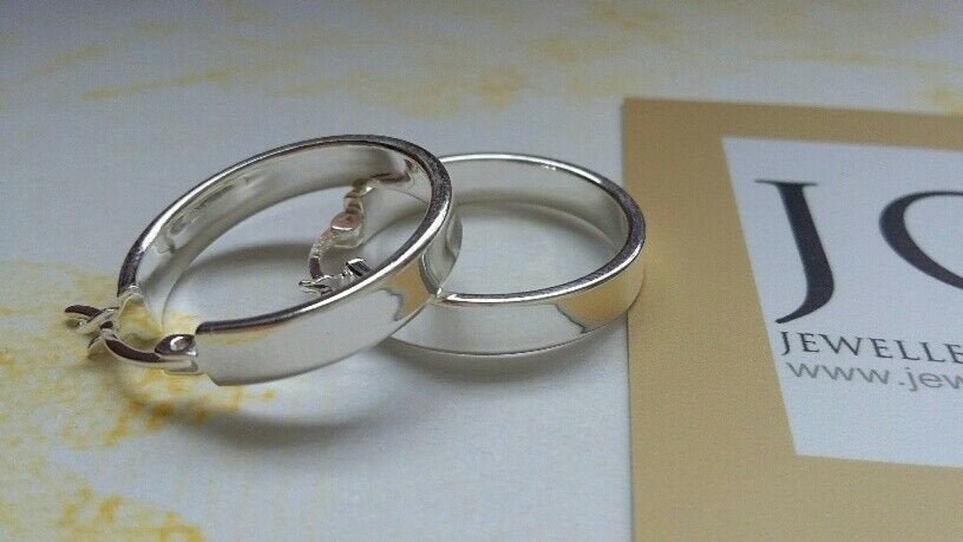 925 Silver Flat Lever Back Hoop Earrings in Either 15mm, 20mm, 30mm ...