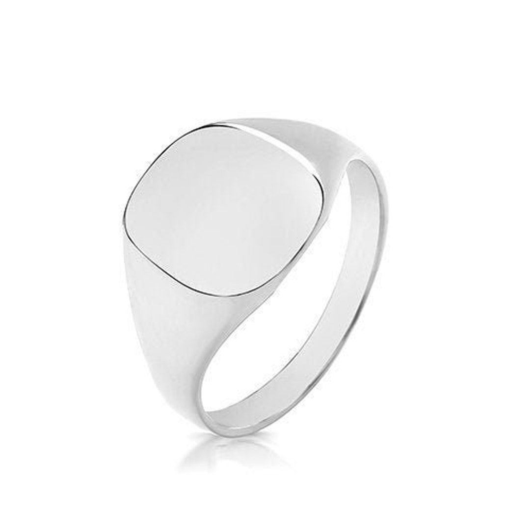 New for 2024 Unisex 925 Silver Ultra Light Weight 2mm Cushion Signet ...