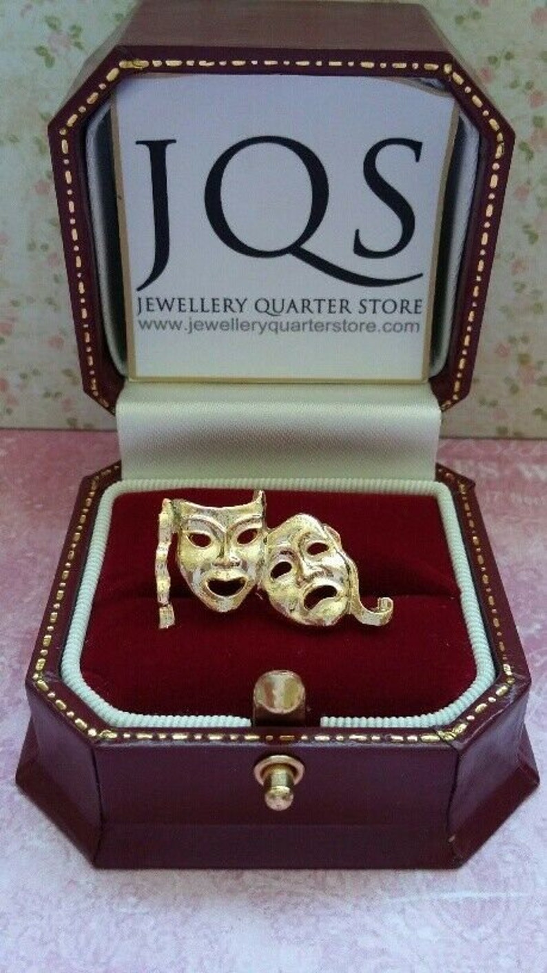 Comedy Tragedy Drama Theatre Mask 25mm Lapel Pin Brooch Badge in Gold ...