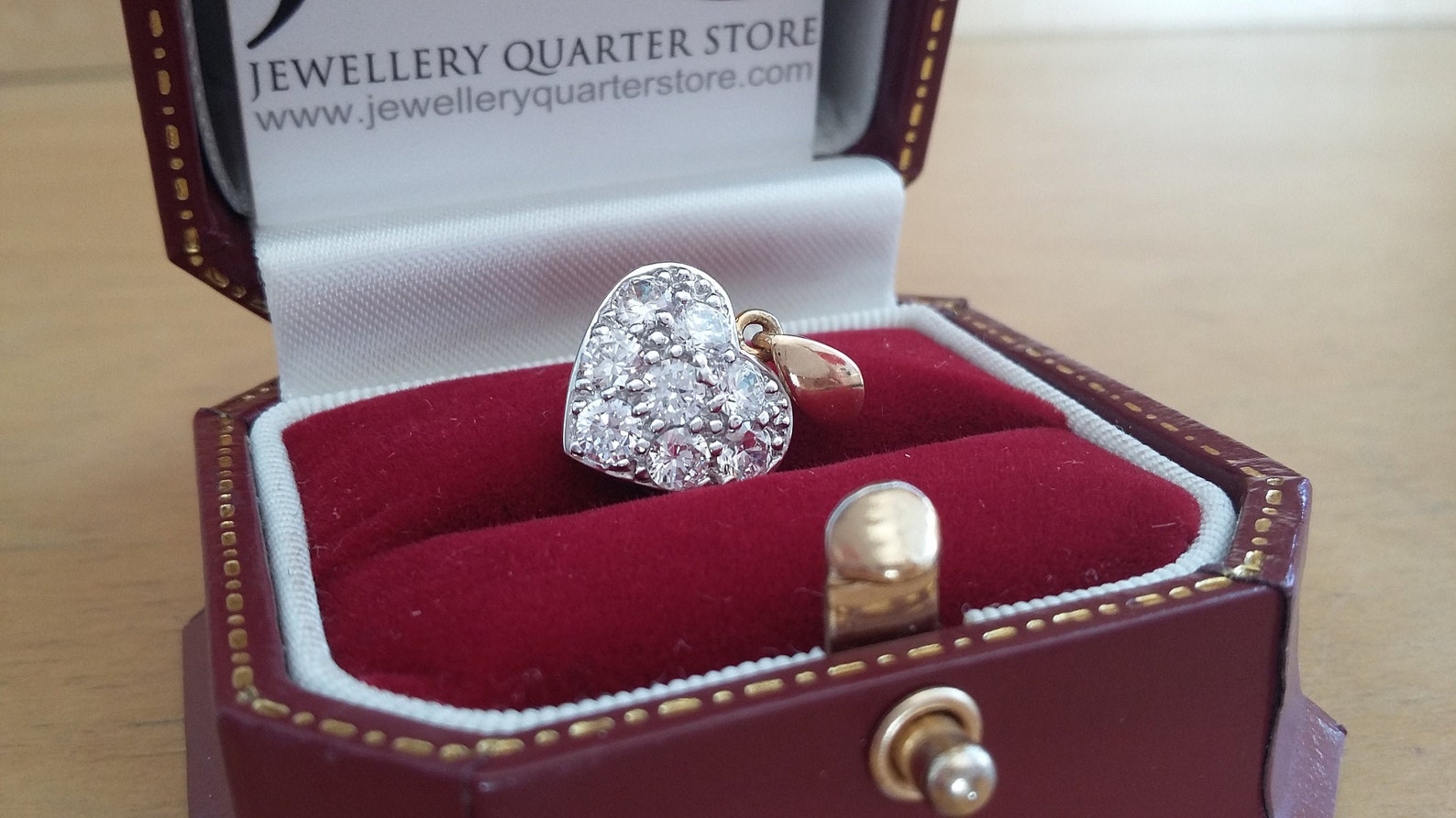 HALLMARKED 9ct Yellow Gold 14mm Round Cut CZ 'I Give You My Heart' Love ...