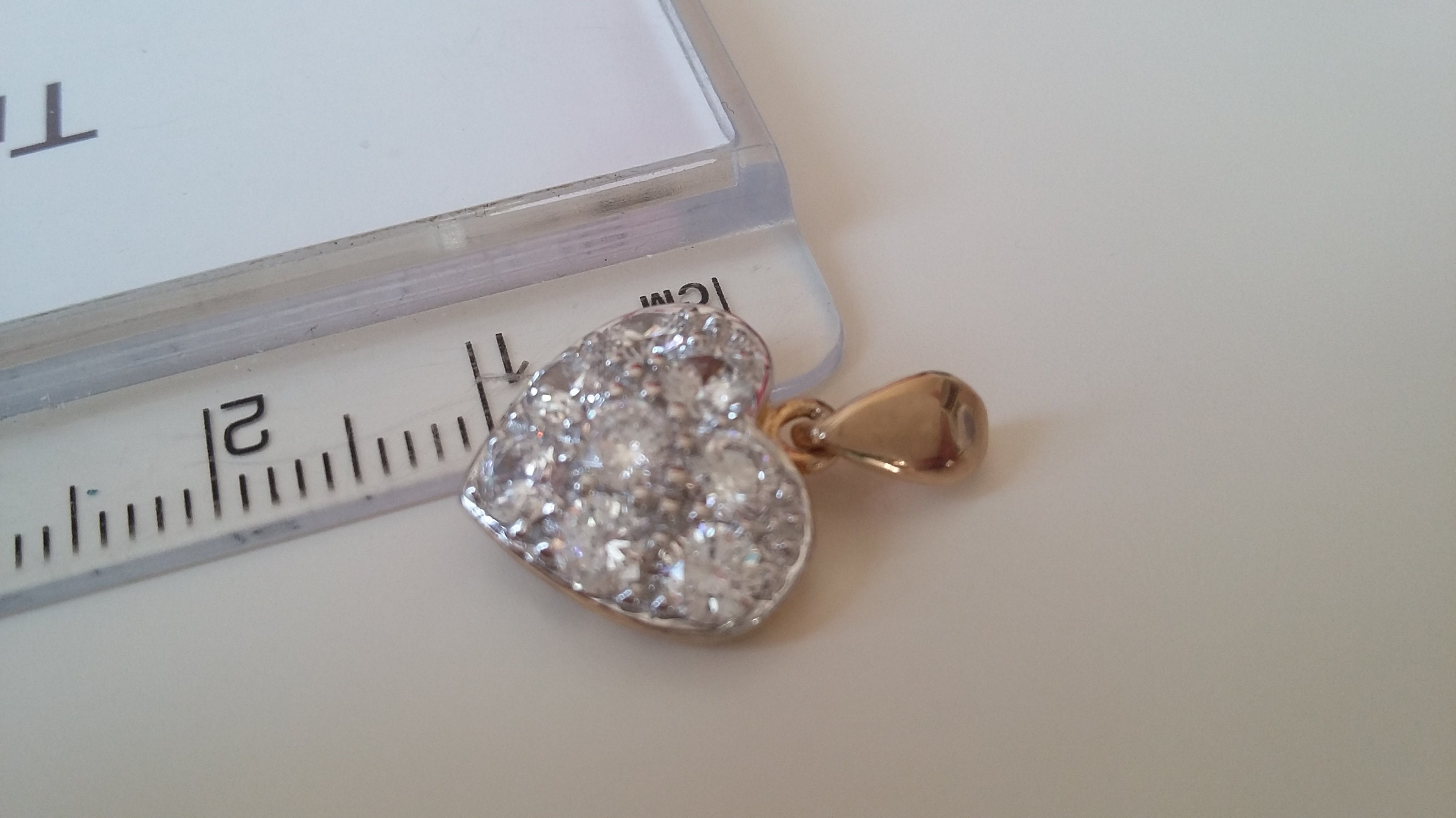 HALLMARKED 9ct Yellow Gold 14mm Round Cut CZ 'I Give You My Heart' Love ...