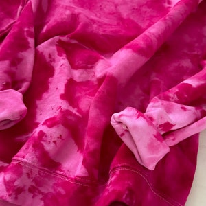 Hot Pink Ice Dyed Crewneck Pullover Sweatshirt, Comfy Bright Pink ...