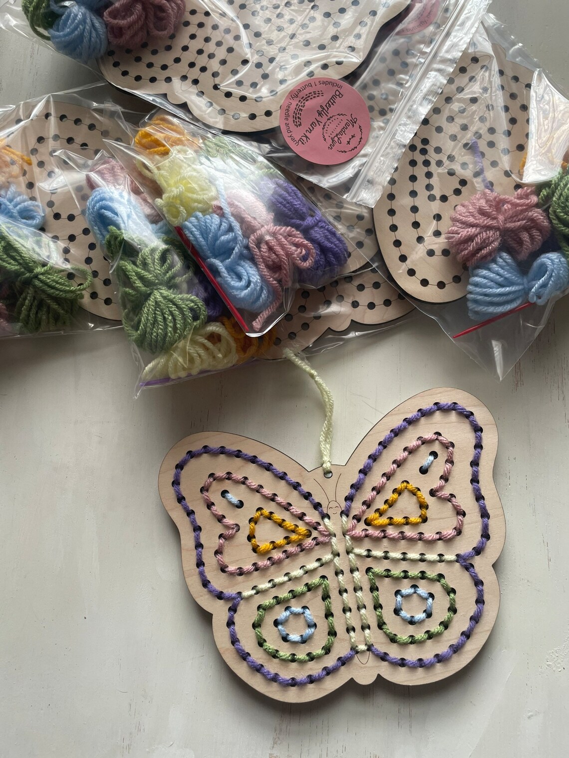 DIY Butterfly Kid's Craft Kit Butterfly Art Yarn Sewing - Etsy