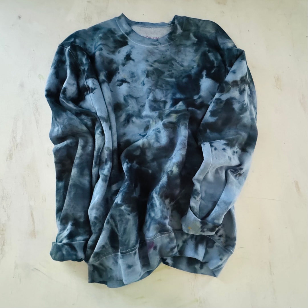 Blue Ice Tie-dyed Crewneck Sweatshirt: Unisex Cotton Pullover - Etsy