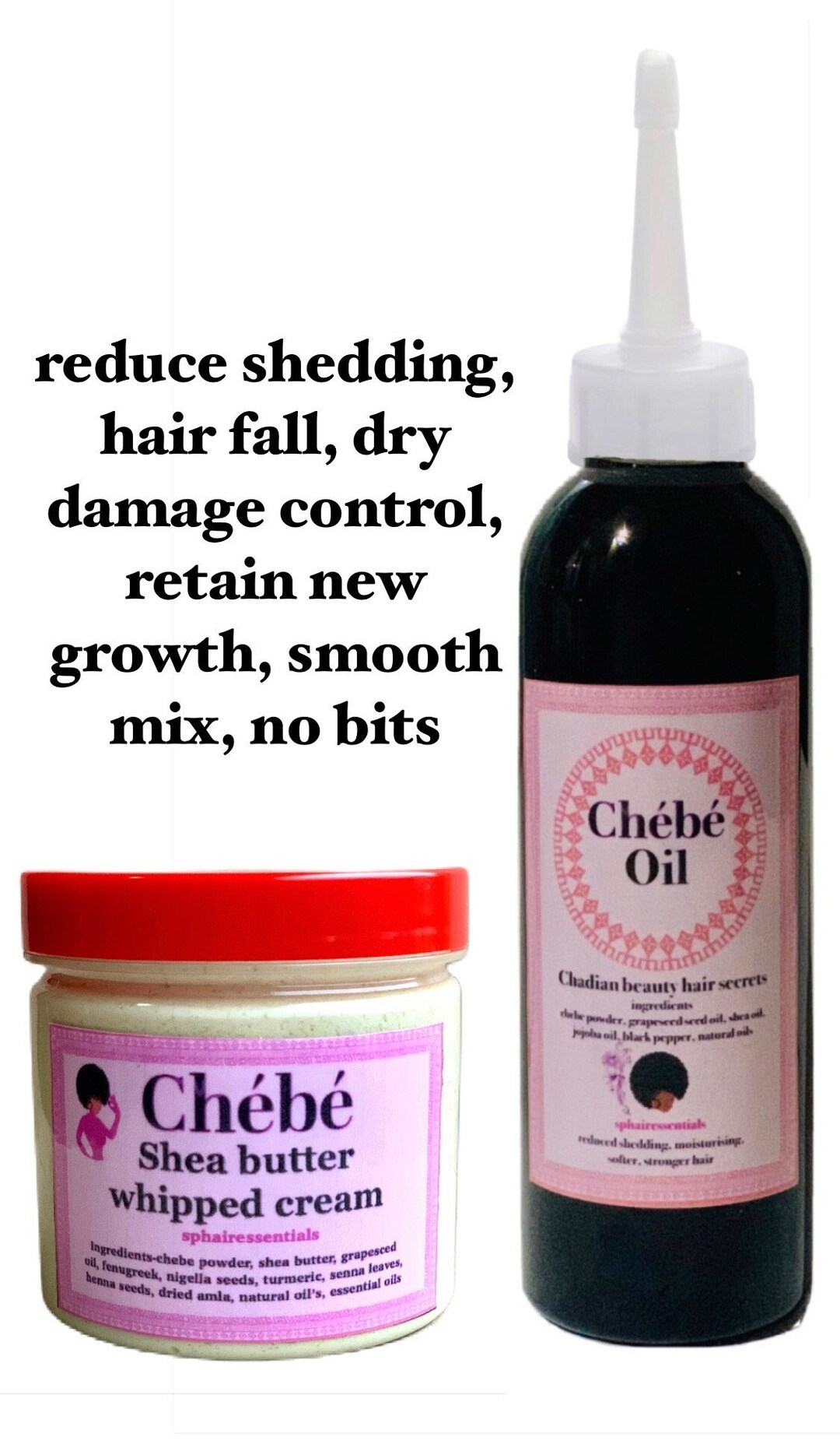 Chebe Hair Oil, Chebe Hair Butter, With Fenugreek, Chebe DUO, Reduce ...