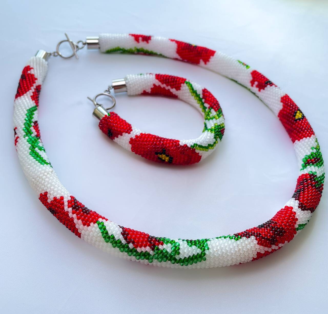 Seed Bead Crochet Jewelry Set Crochet Necklace With Beads - Etsy