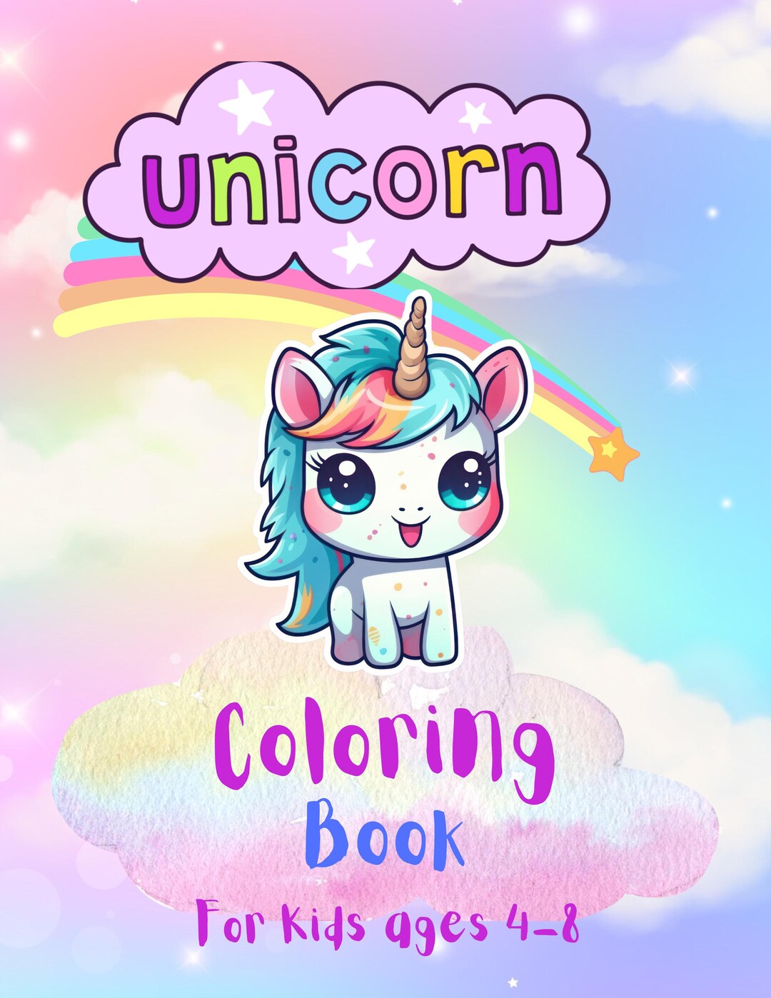 A Unicorn Coloring Book for Children's 4 to 8. Size 8.5x11 - Etsy