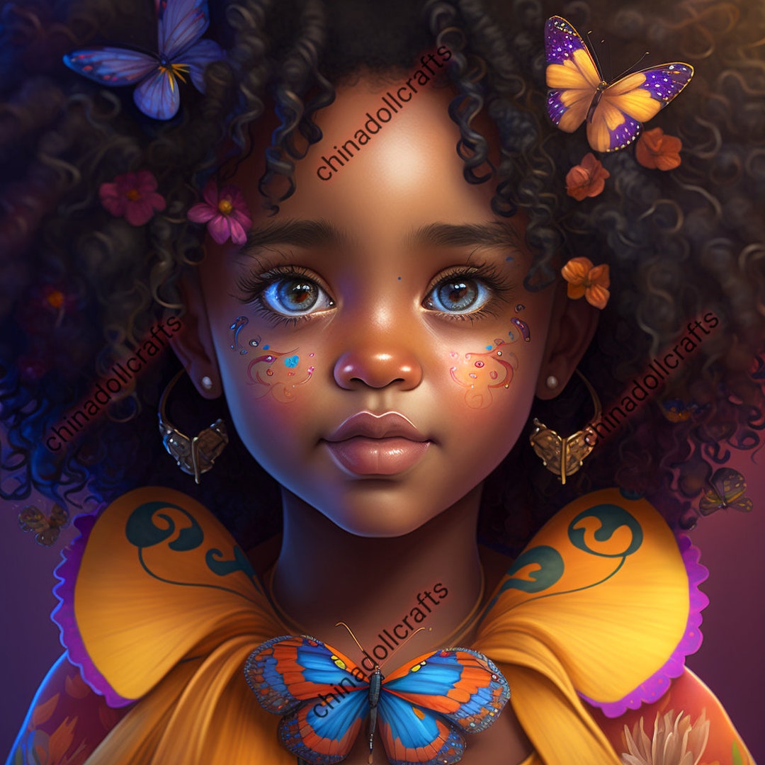 Beautiful Black Little Girl Butterflies Digital Print Wall - Etsy