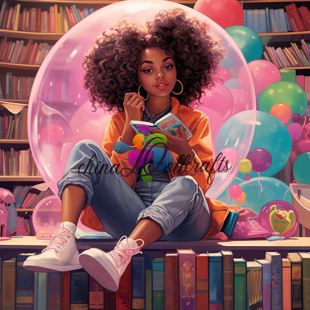 A Beautiful School Girl, Library Setting, Books. - Etsy