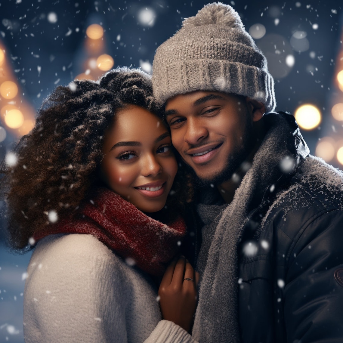 A Christmas Love Couple in the Snow Enjoying Christmas. - Etsy