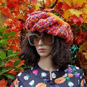 Vintage Hat: Groovy Vintage 1970s Style Bright Orange and Multicolour ...
