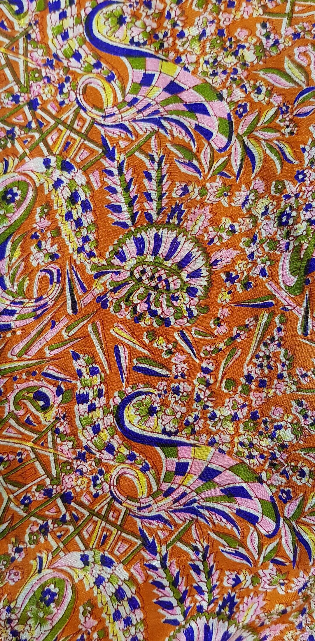 Vintage Sari: Beautiful Vintage Russet Orange, Pink, Cream and Blue ...
