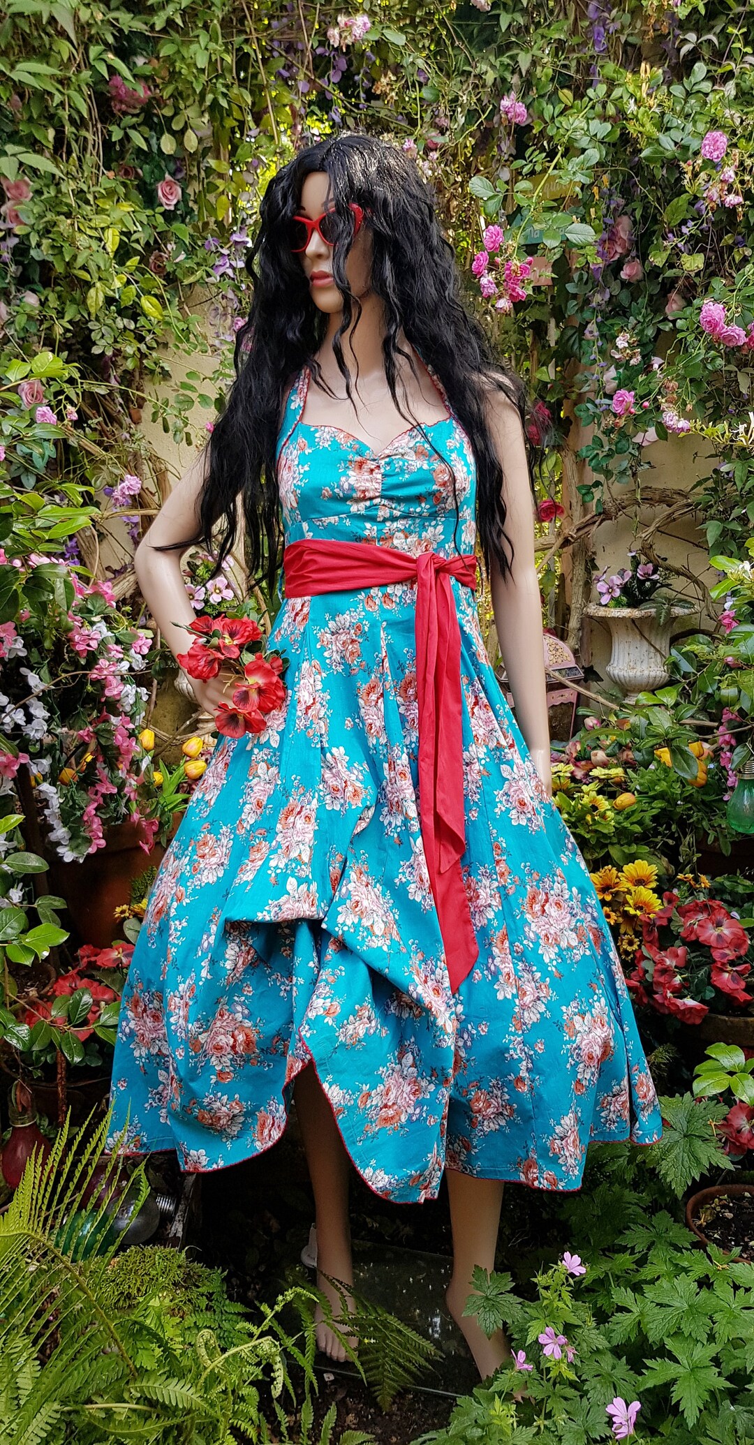 UK 10/12 (US 6/8) Fabulous Vintage 1950s Style Turquoise / Teal Blue ...