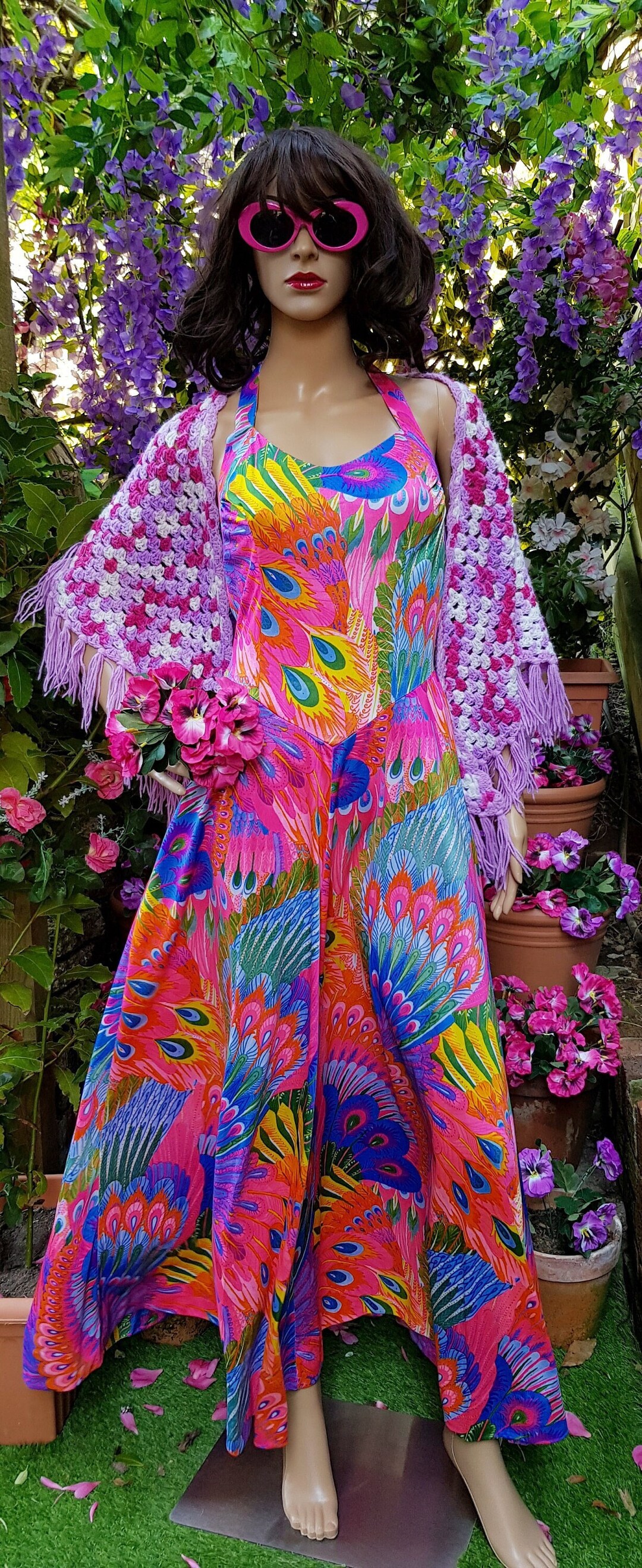 Vintage Shawl: Fab Vintage 1970s Wool Crochet Knit Triangle Shawl Baby ...