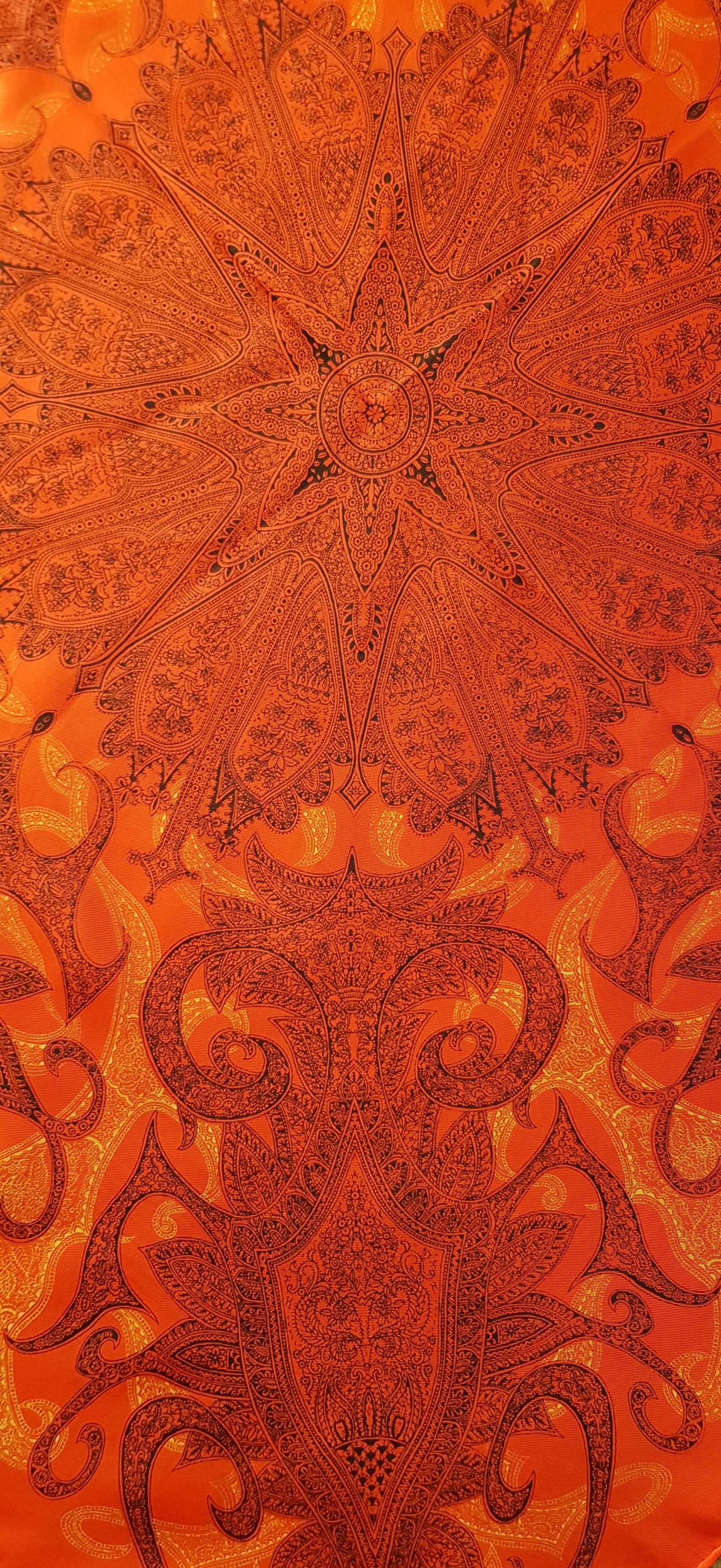 Ladies Scarf: Beautiful Vintage Orange and Russet Abstract Pattern Silk ...
