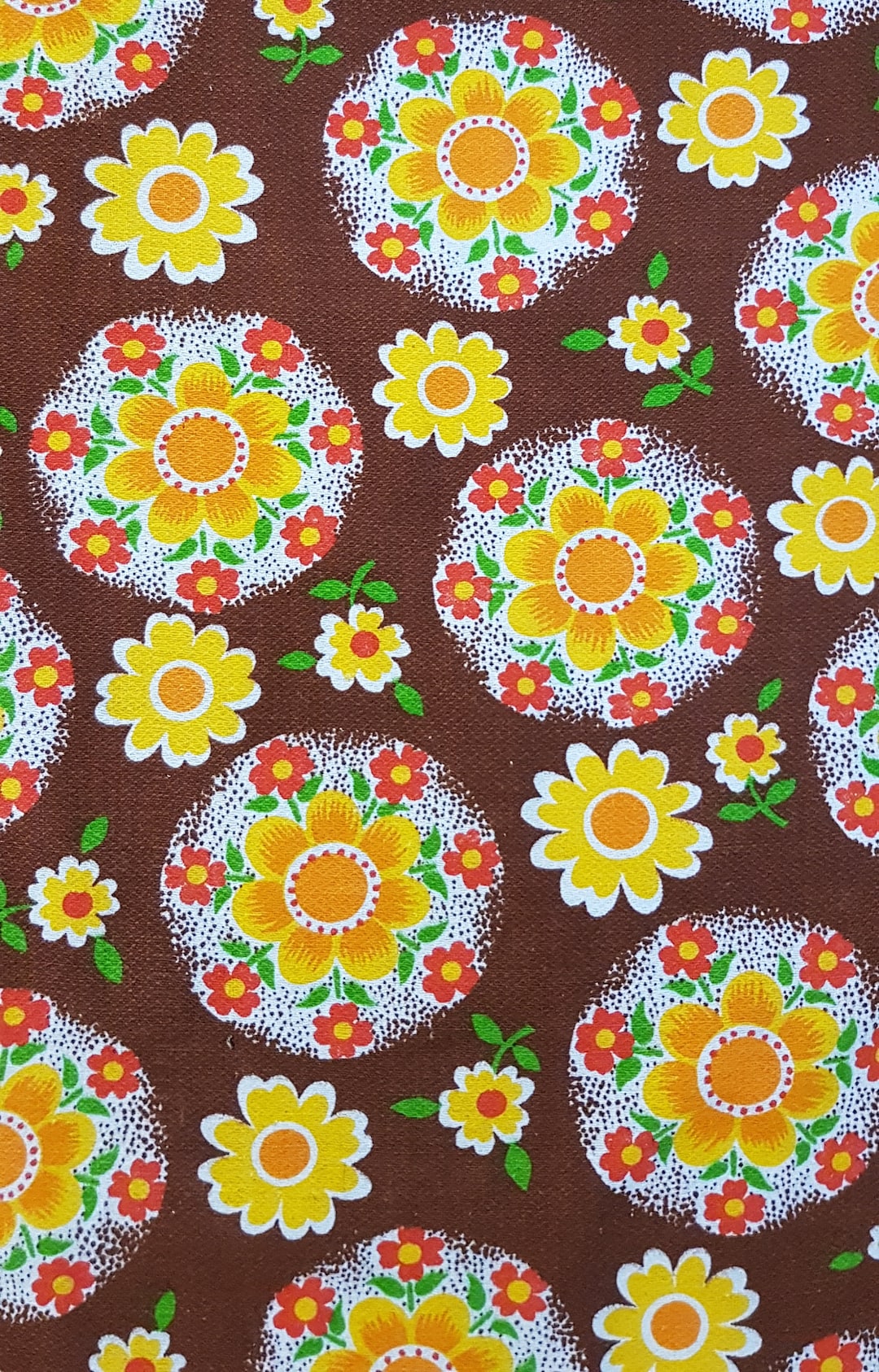 Vintage Curtain: Fabulous Vintage 1970s Brown and Yellow Flower Power ...