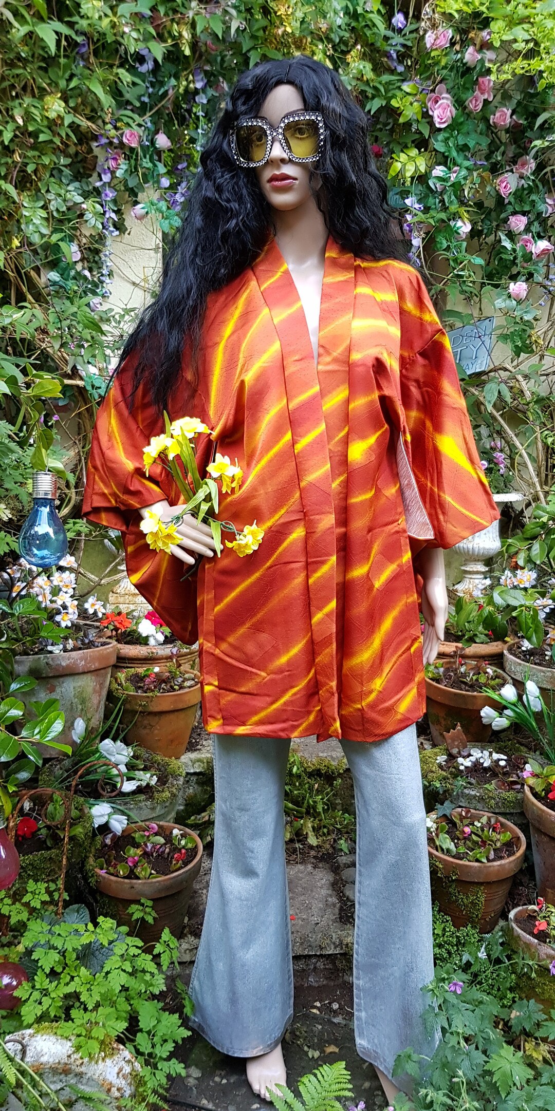 Vintage Kimono: Gorgeous Vintage 1960s Orange and Yellow Bokashi Dye Silk Japanese Kimono HAORI ...