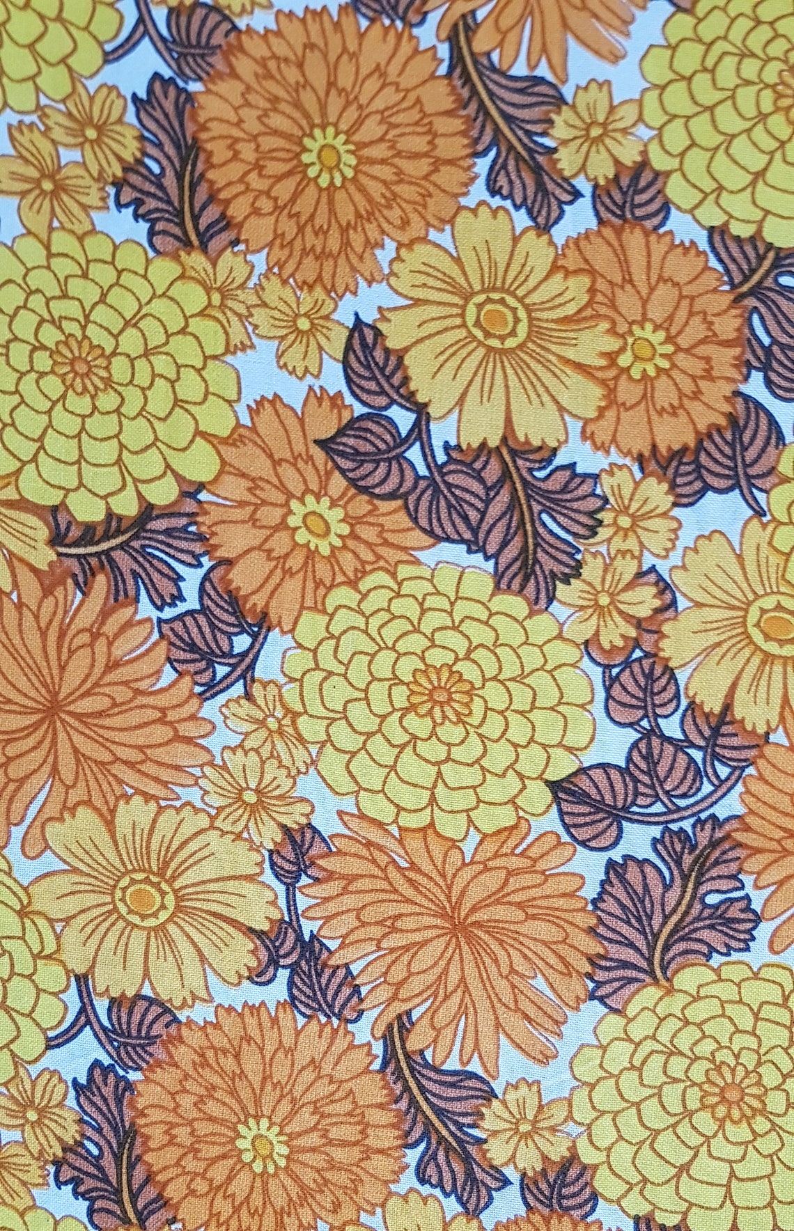 Vintage Curtain: Groovy Vintage 1960s 1970s Psychedelic Orange Yellow ...